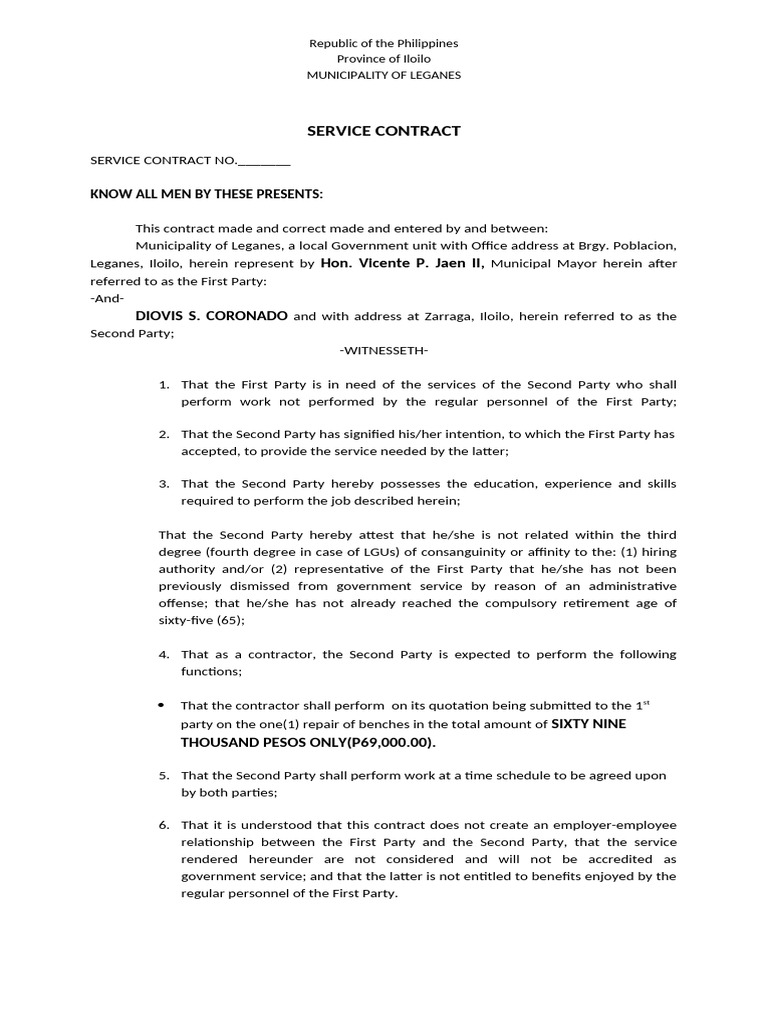 SERVICE-CONTRACT | PDF | Private Law | Government