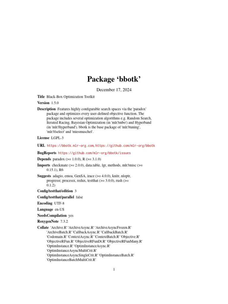 Bbotk | PDF | Mathematical Optimization | Parameter (Computer Programming)