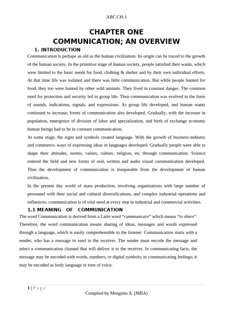 Communication Chapter 1 | PDF | Communication | Symbols