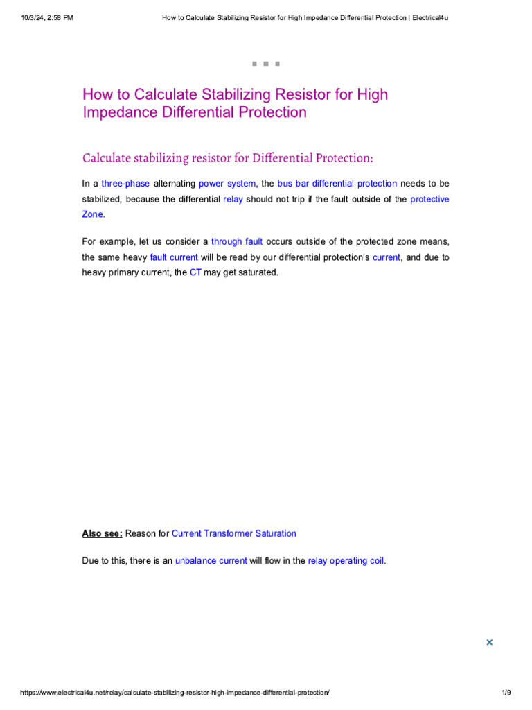 How To Calculate Stabilizing Resistor - Electrical 4 U | PDF