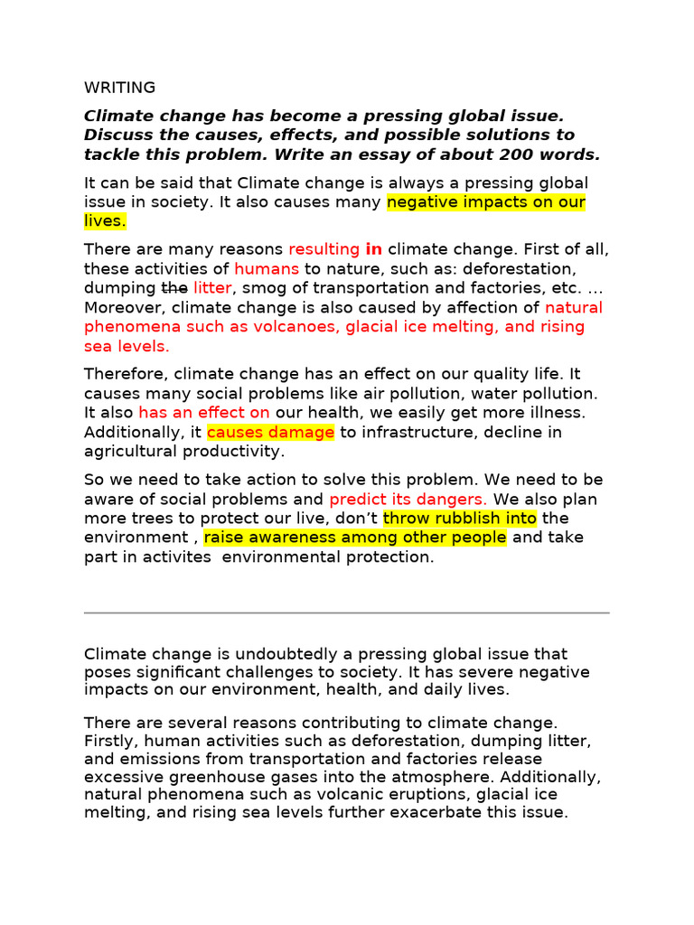 Climate Change: Causes, Effects, Solutions | PDF | Climate Change ...