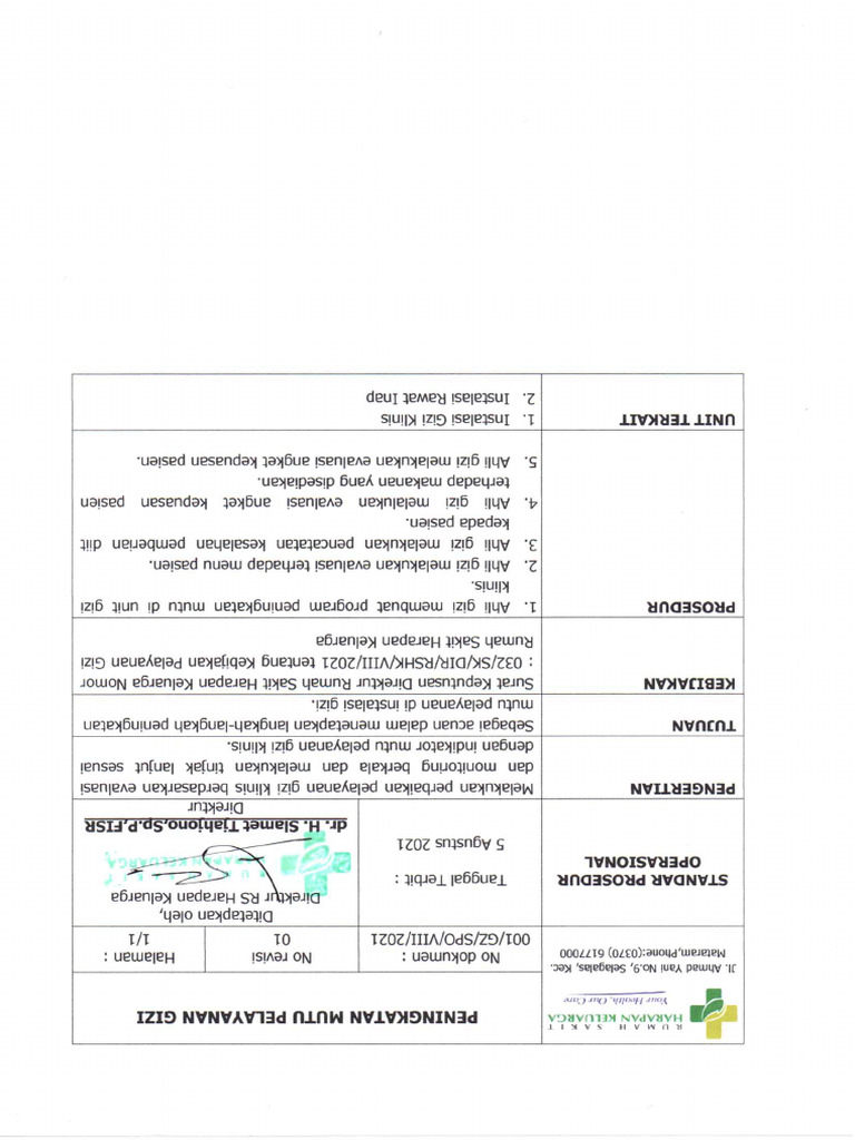 SPO 01 PENINGKATAN MUTU GZ | PDF