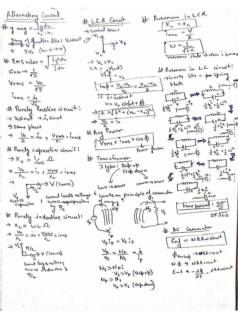 Alternating Current Notes | PDF