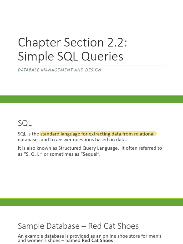 Chapter 2.2 Simple Queries - Extracting Data From A Single Table | PDF | Sql | Microsoft Sql Server