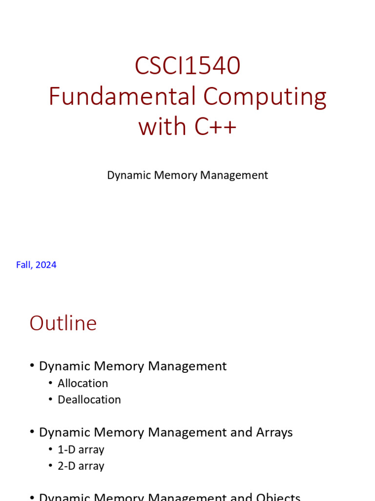 Lec16 Dynmem Pdf Pointer Computer Programming Integer Computer Science 2829