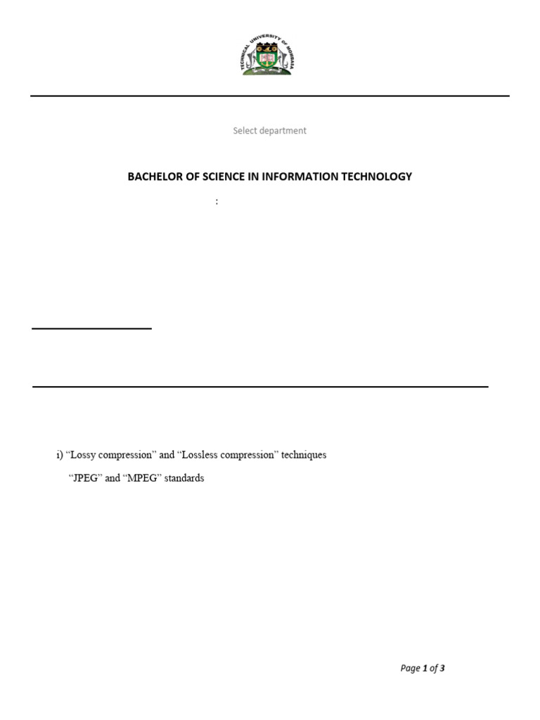 29.ICS 2303 Multimedia Systems EXAM Paper 1 | PDF | Data Compression ...