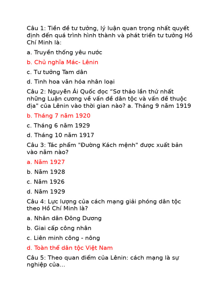 Đáp Án TN TTHCM | PDF