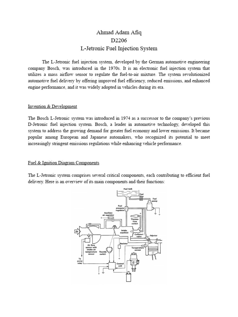 L-Jetronic Fuel Injection System | PDF | Throttle | Fuel Injection