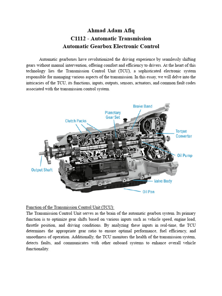 Ahmad Adam Afiq C1112 - Automatic Transmission Automatic Gearbox Electronic Control | PDF ...