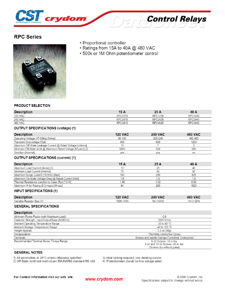 CRYDOM RPC4840 Datasheet | PDF