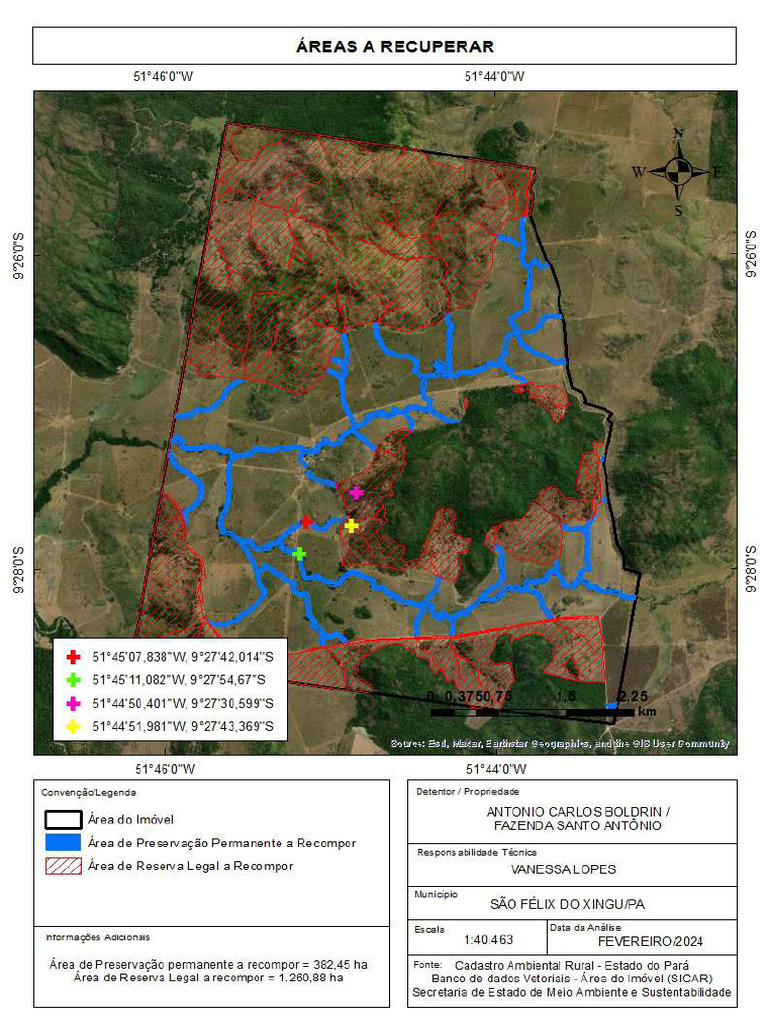 Mapa - Área A Recuperar Com Coordenadas | PDF