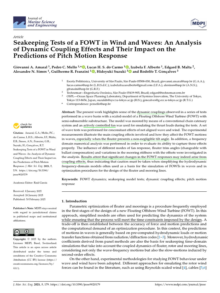 Seakeeping Tests of A FOWT in Wind and Waves An Analysis | PDF ...