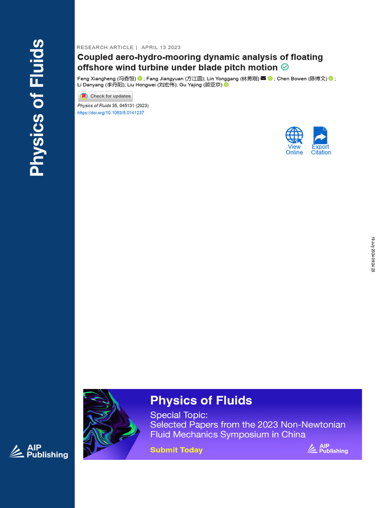 Coupled aero-hydro-mooring dynamic analysis | PDF | Fluid Dynamics | Turbine