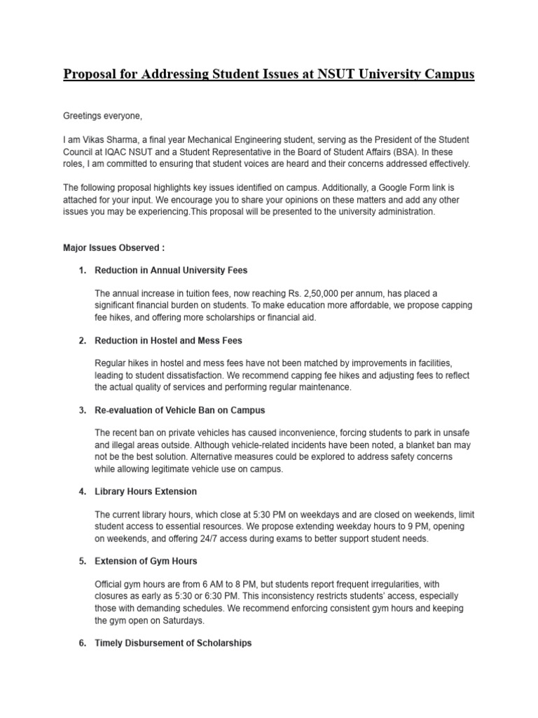 NSUT Scholarship Disbursement Proposal | PDF
