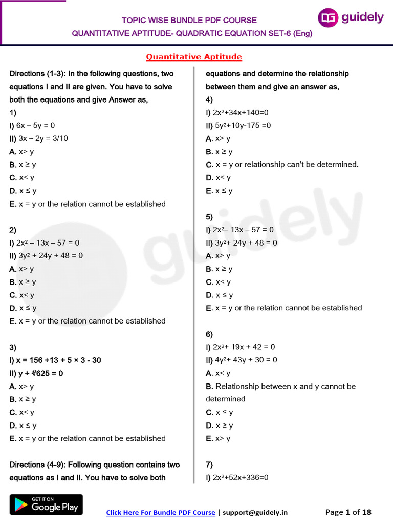 quadratic | PDF | Equations | Mathematical Objects