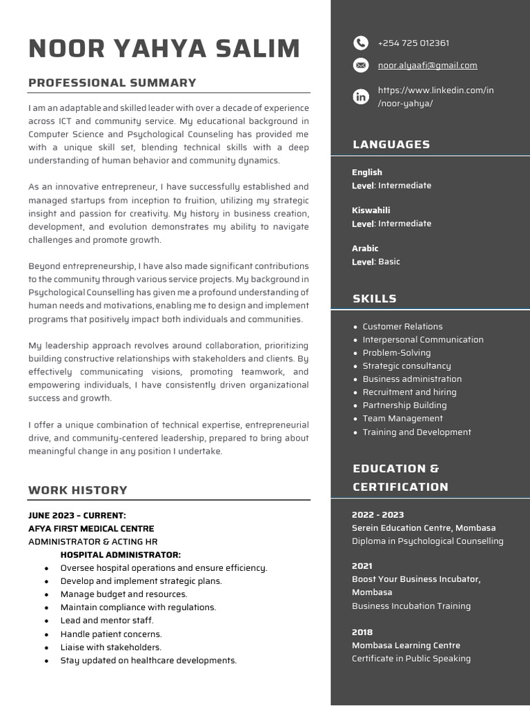 Noor Yahya CV 2024 | PDF | Entrepreneurship | Business