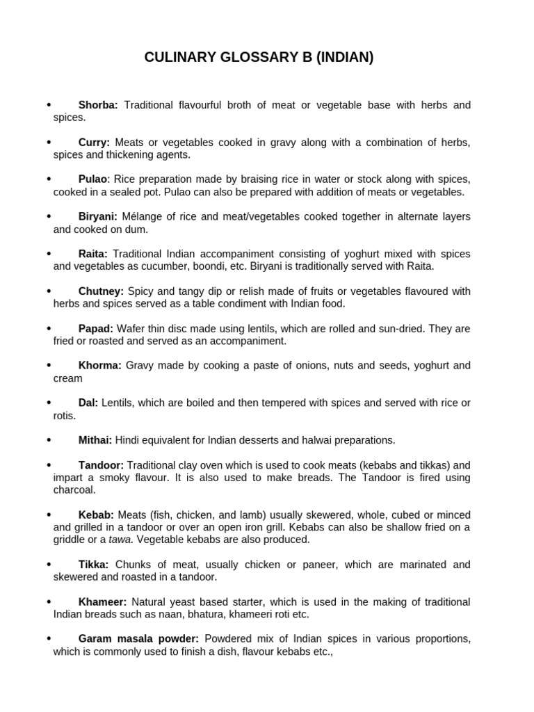Kop Ik 05.1 Ho Culinary Glossary B (I) | PDF