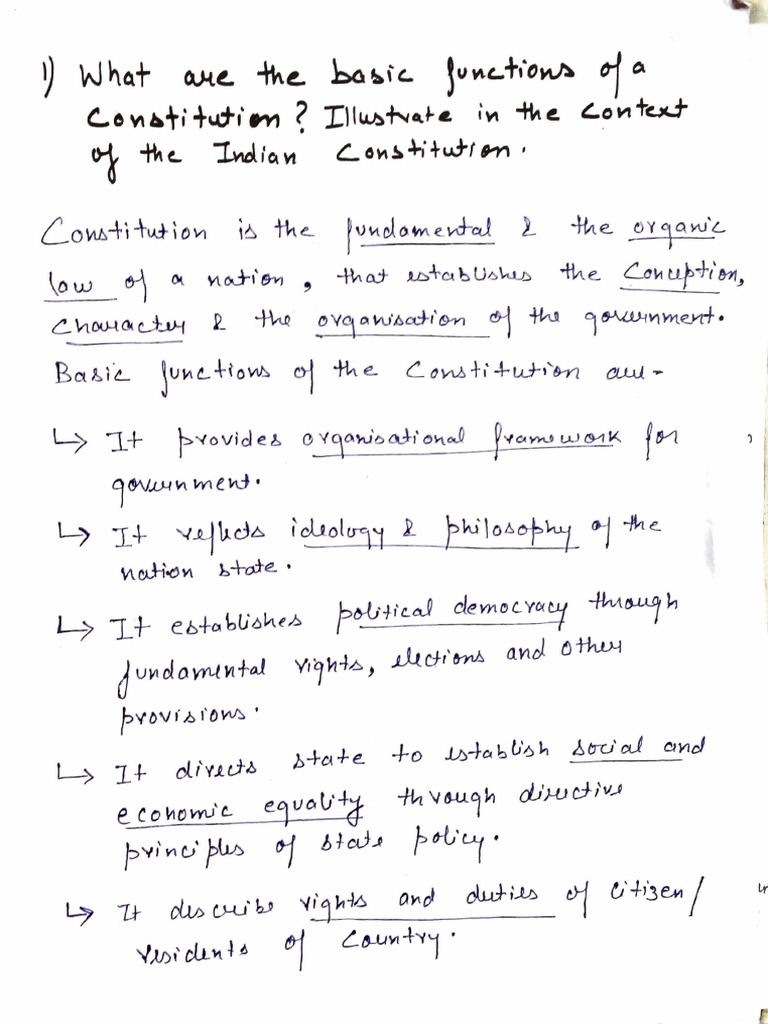 Functions of the Indian Constitution | PDF