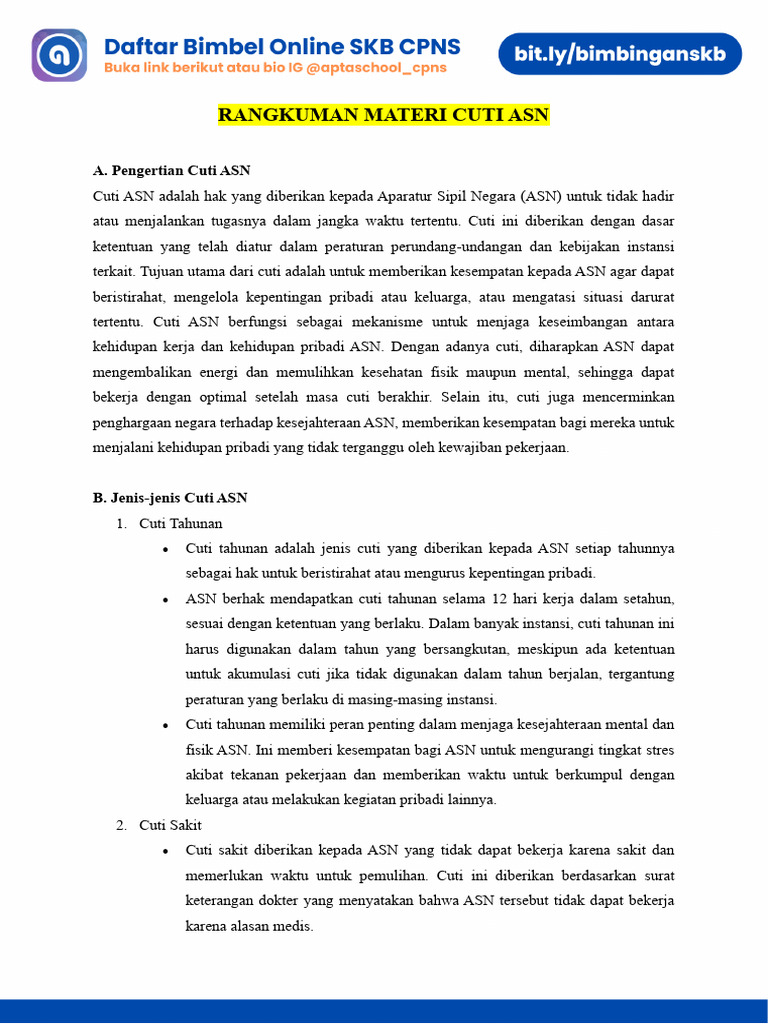 Panduan Cuti untuk ASN | PDF