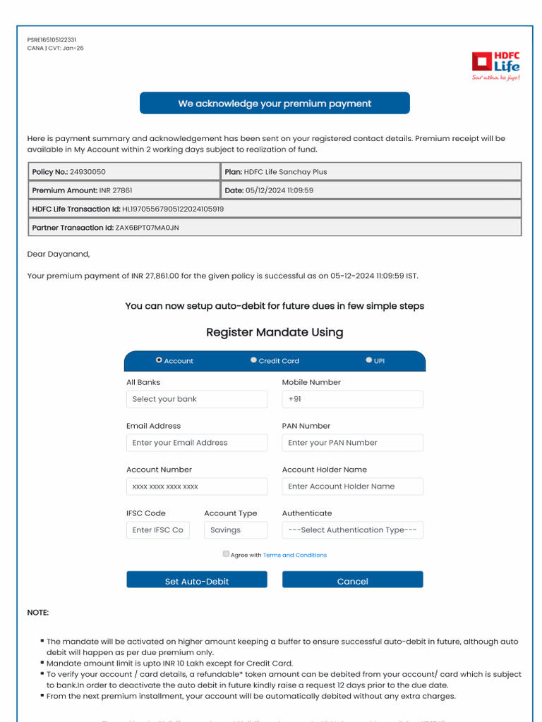Payment Acknowledgement | PDF
