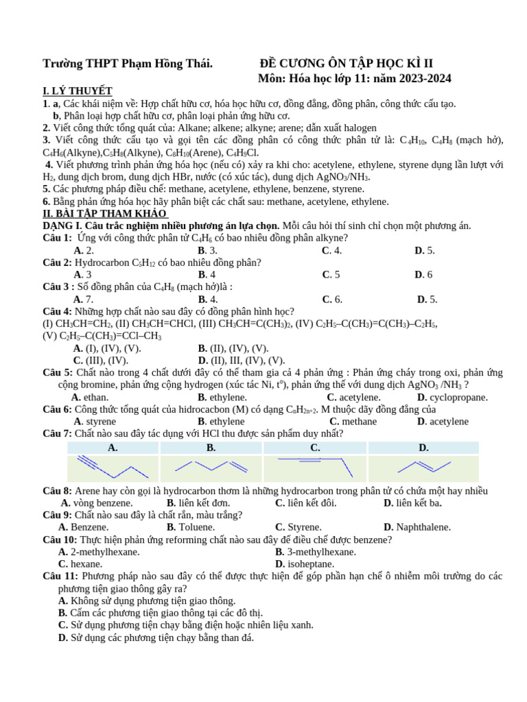 Đề cương giữa HKII - lớp 11 - năm 2024 | PDF