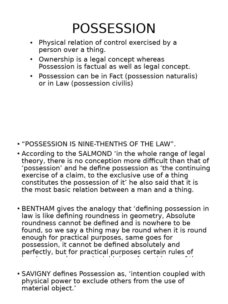 4 Possession Jurisprudence | PDF | Possession (Law) | Justice