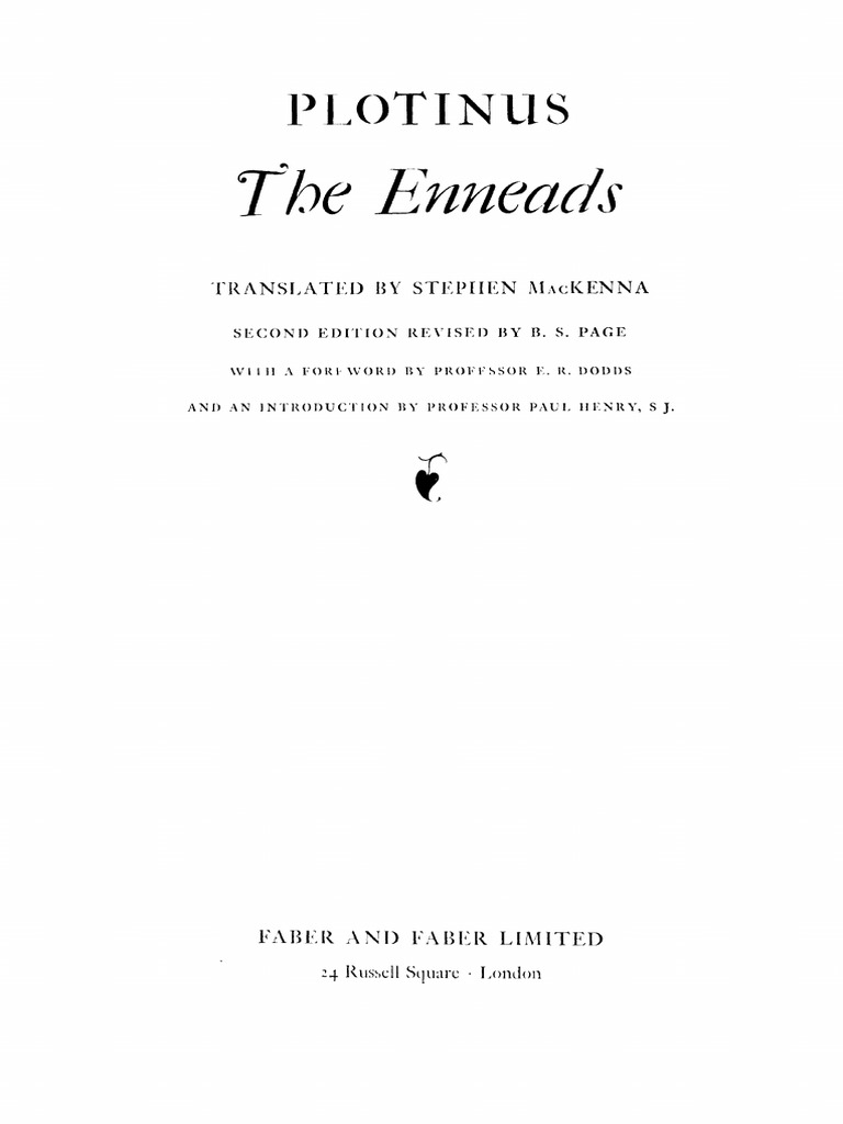 Plotinus, The Enneads | PDF | Translations | Theoria