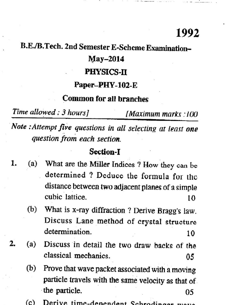 Mdu BT 2 Physic 2014 | PDF
