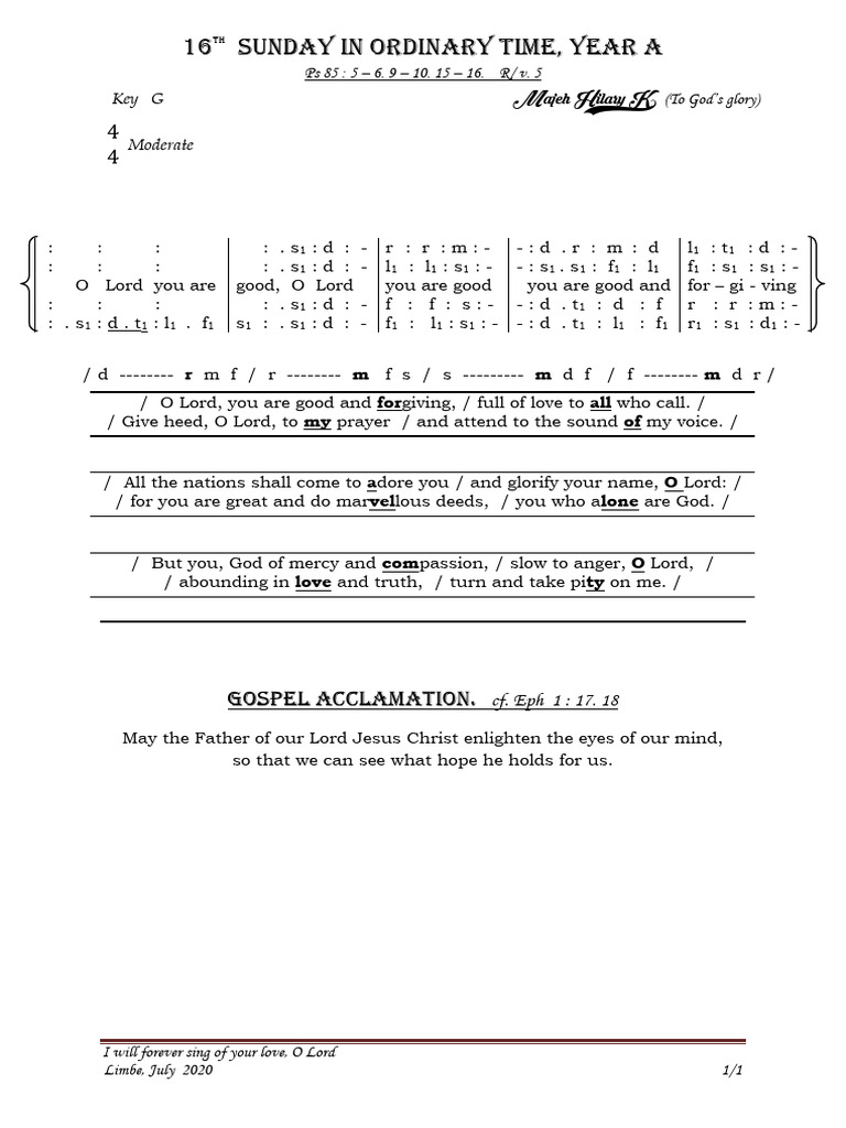 Sunday Worship: 16th Ordinary Time A | PDF