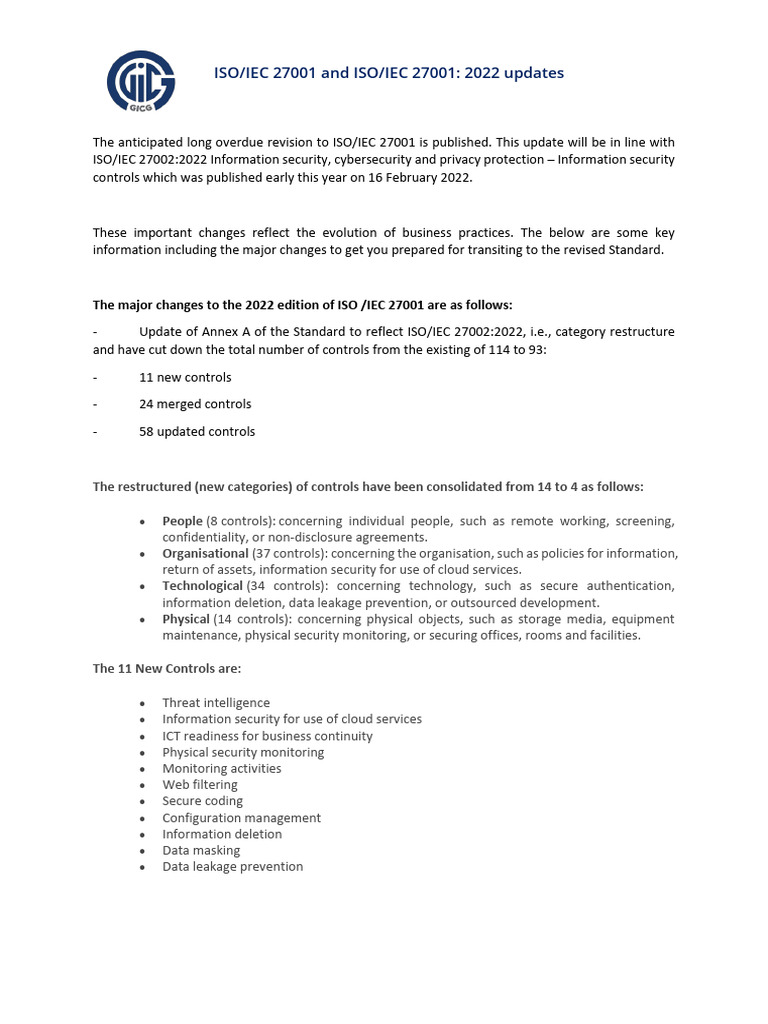 ISO 27001 Technical Updates With Logo | PDF | Information Security ...