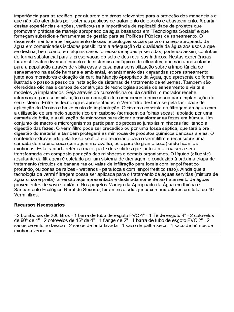 Tecnologias Sociais para Saneamento Ecológico | PDF | Tanque séptico ...