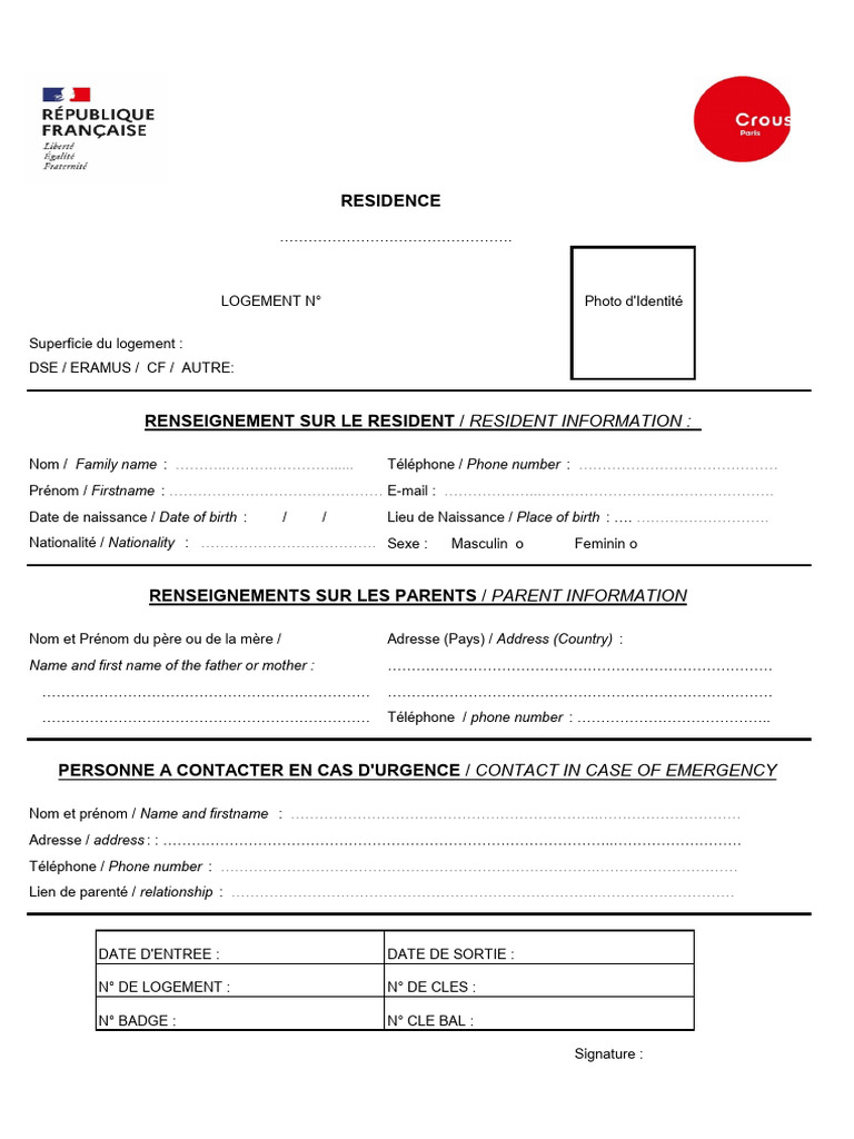 Fiche Renseignement | PDF