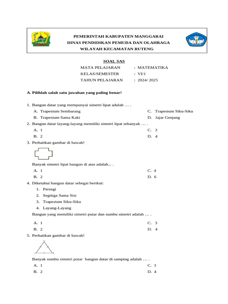 SAS MATEMATIKA KELAS 6 SEM 1-1 | PDF