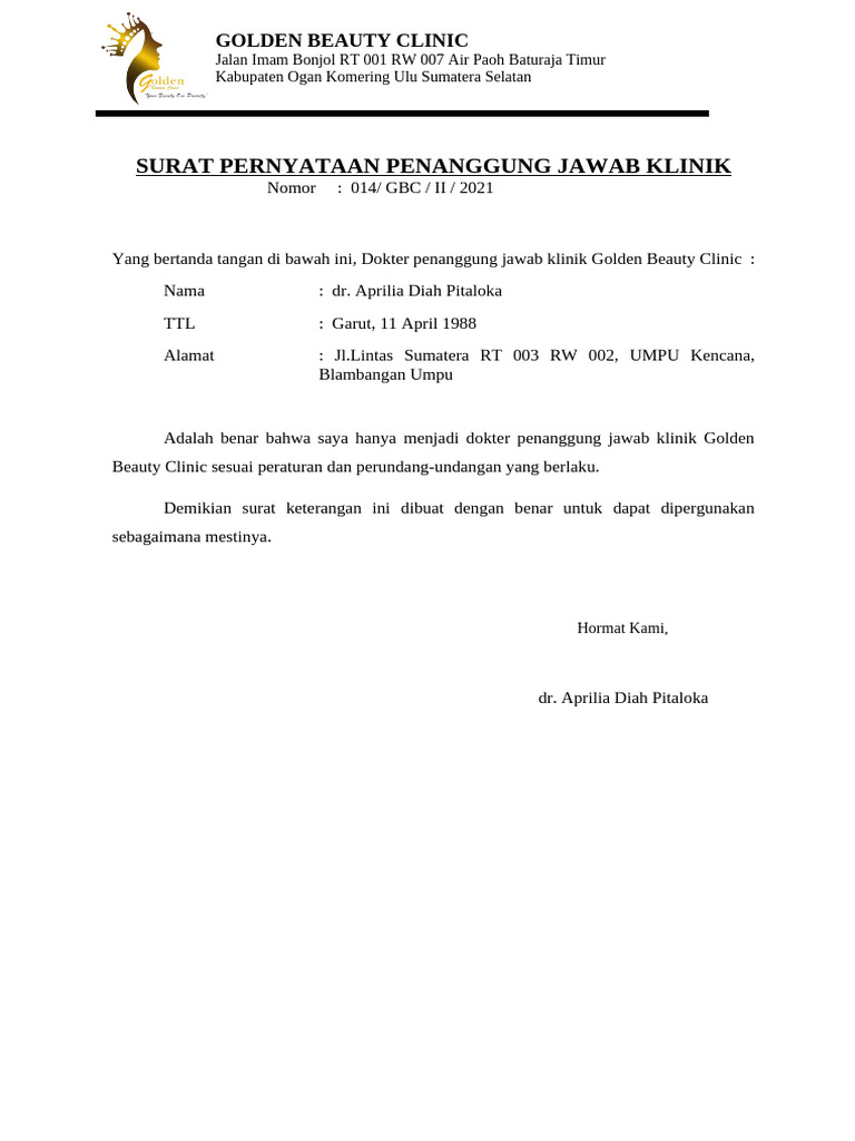 Surat Sip Dokter Dari Klinik | PDF
