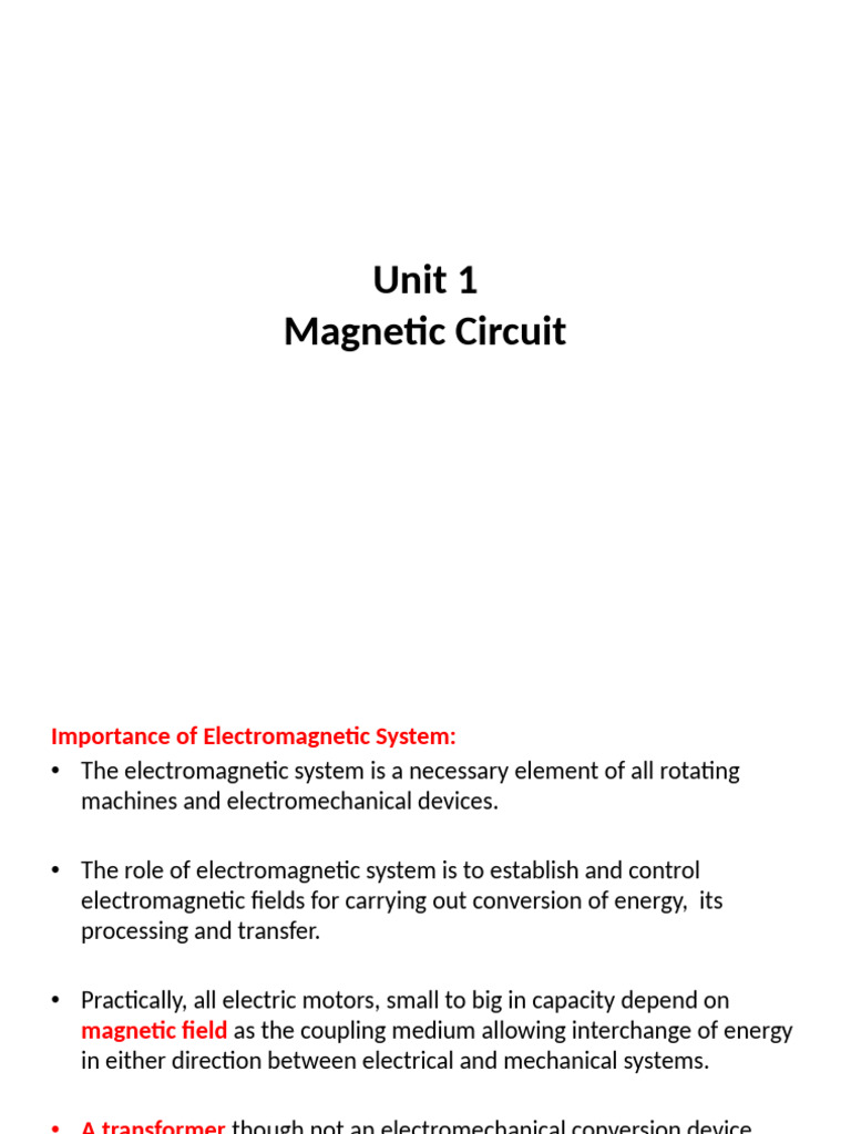Ch1 1 Magnetic Circuits Introduction | PDF | Magnetic Field | Inductor