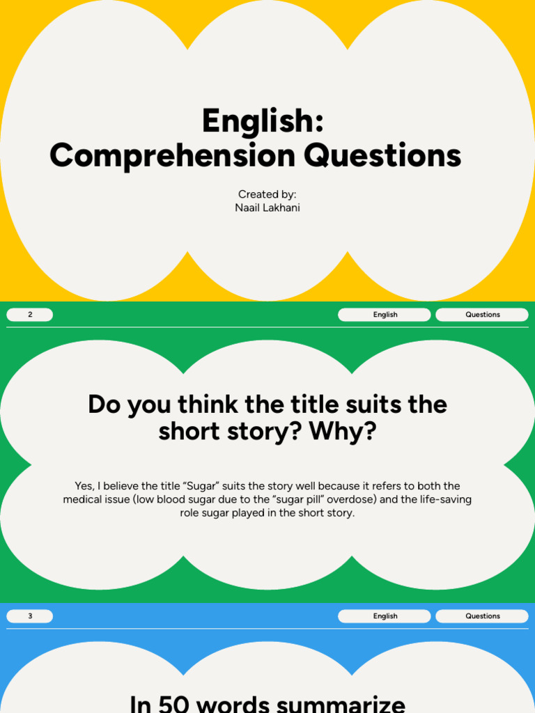 English - Comprehension Questions | PDF | Emergency Department | Psychology