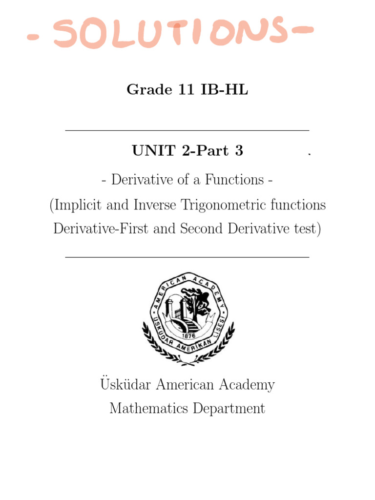 Part 3 Implicit-Inv Trig-Max-Mi̇n-Inflection Solution | PDF ...