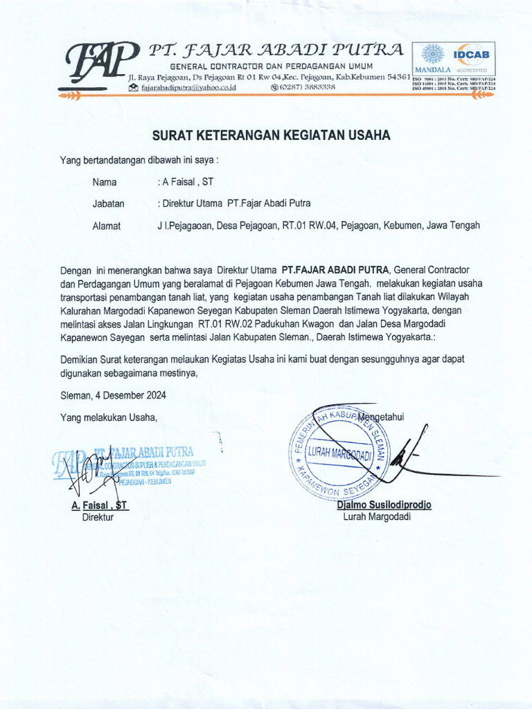 Surat Keterangan Desa | PDF