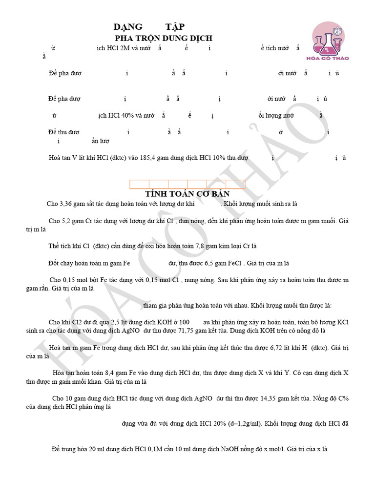 Halogen BT Tính Toán 2024 | PDF