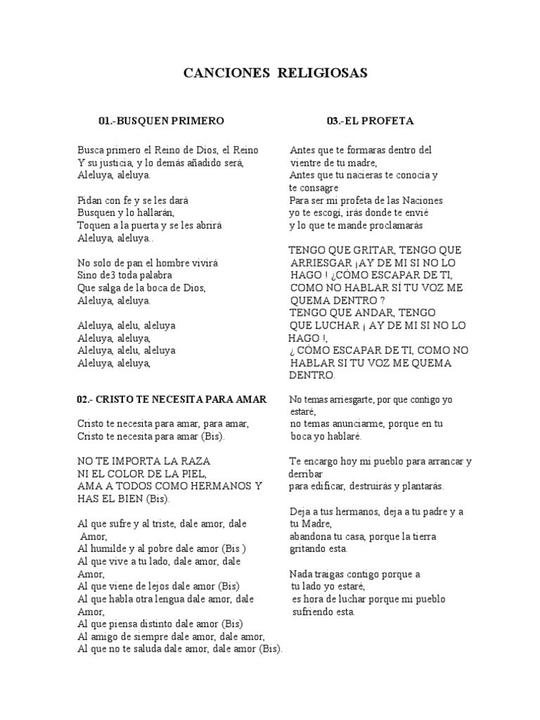 Canciones Religiosas | PDF | orador del Señor | Amor