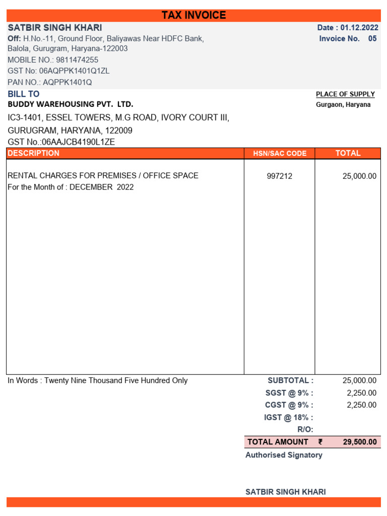 SATBIR KHARI-HR - INVOICES-05-Buddy | PDF