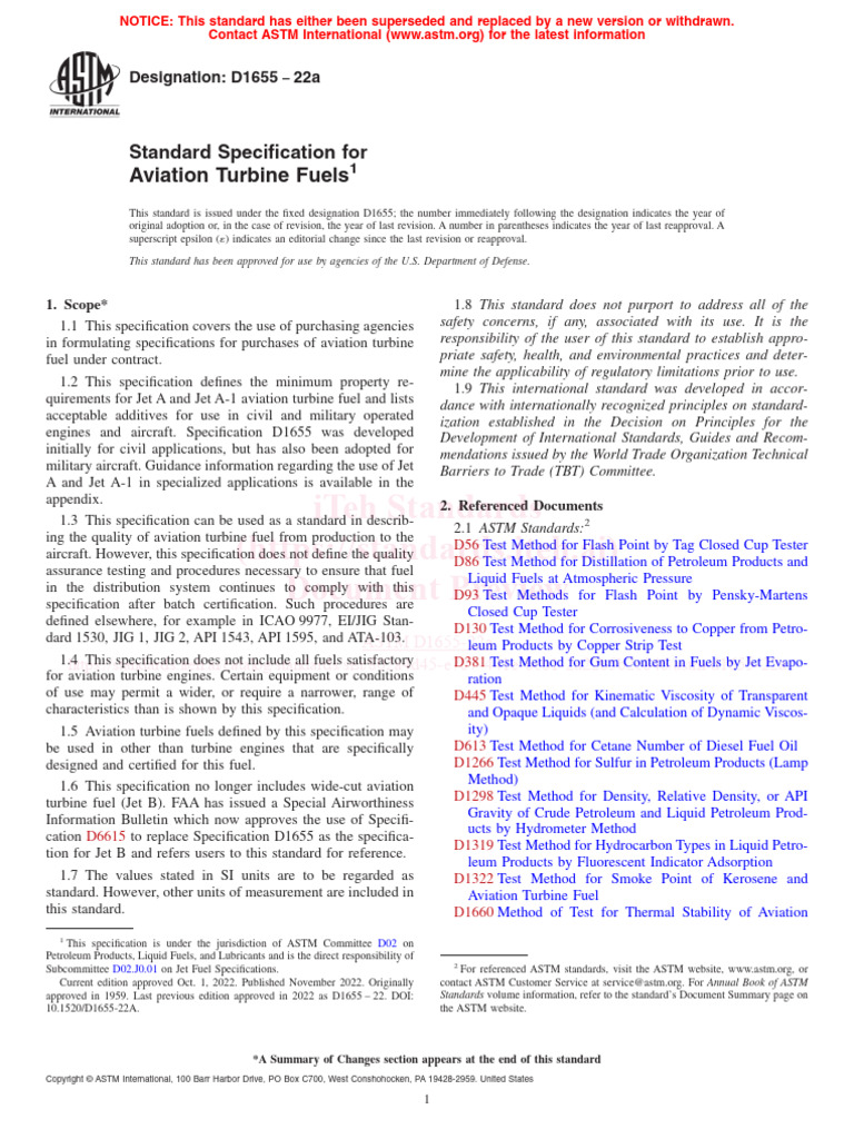 ASTM D1655-22a | PDF | Jet Fuel | Fuel Oil