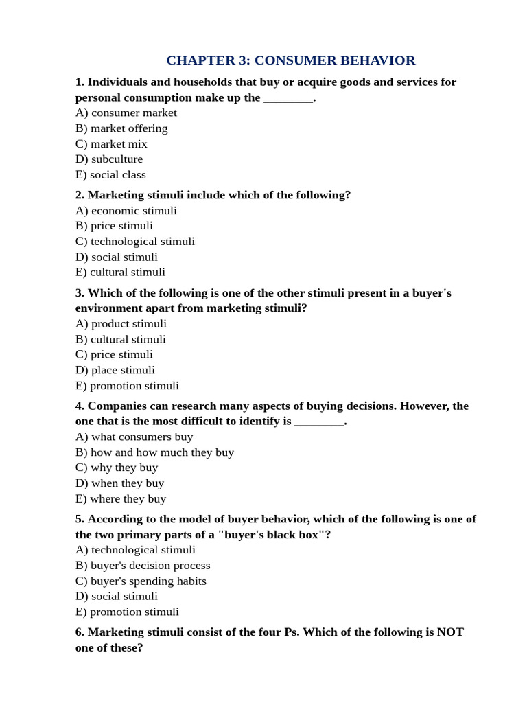 Chương 3 MKT TN | PDF | Behavior | Psychological Concepts