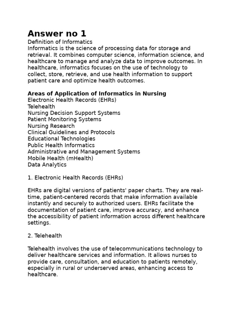 Answer no 2 | PDF | Health Informatics | Electronic Health Record