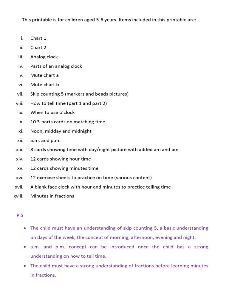 Teaching Time for Kids Aged 5-6 | PDF | Clock | Spacetime