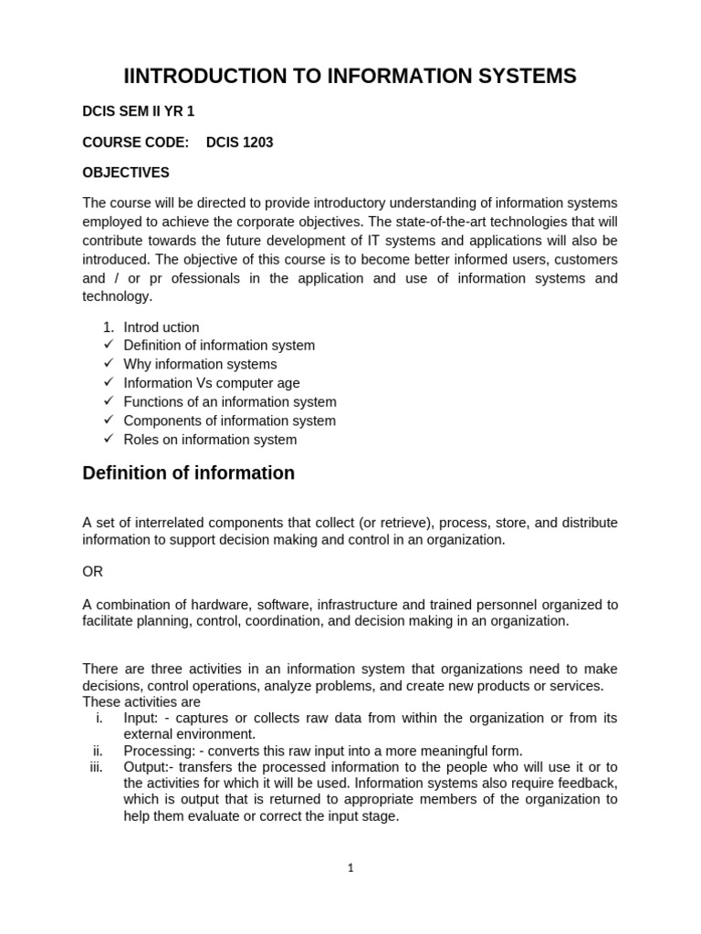 Introduction To Information Systems Dcis 1203 | PDF | Databases ...