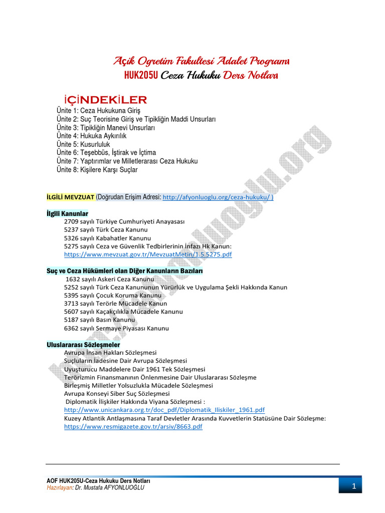 1 - Ceza Hukuku - Notlar | PDF