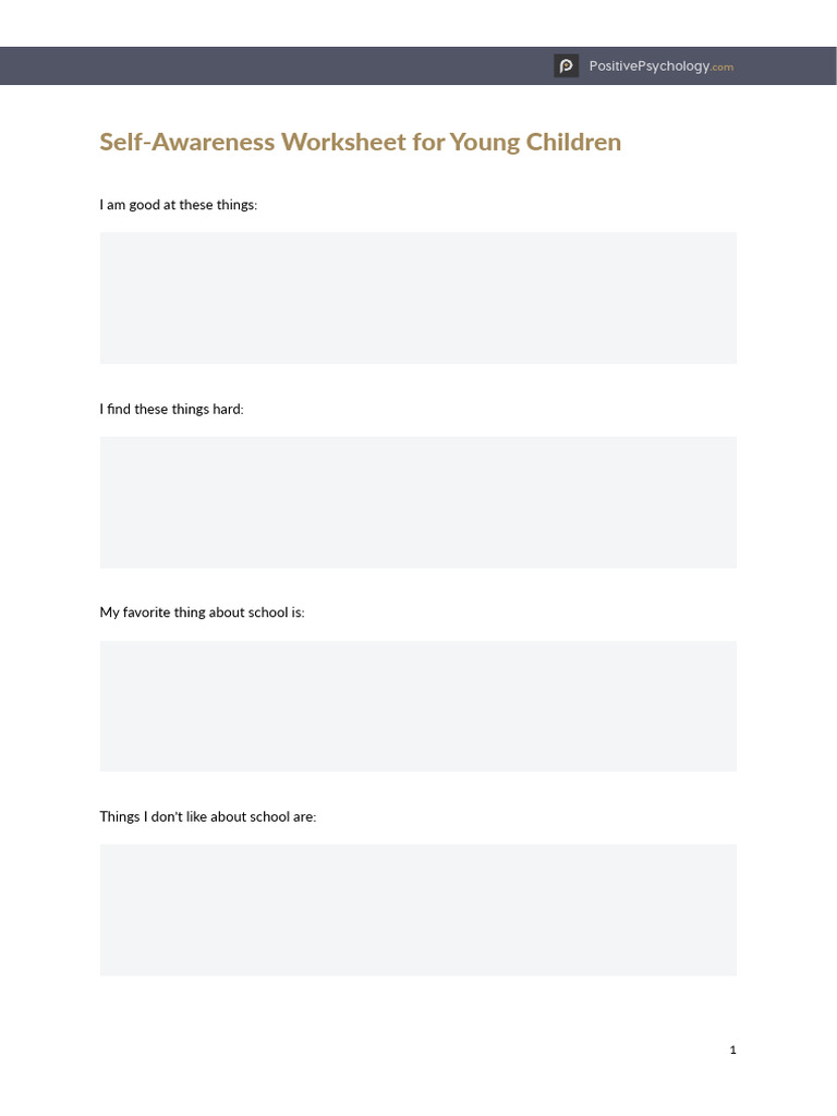 Self Awareness Worksheet for Young Adultspdf | PDF