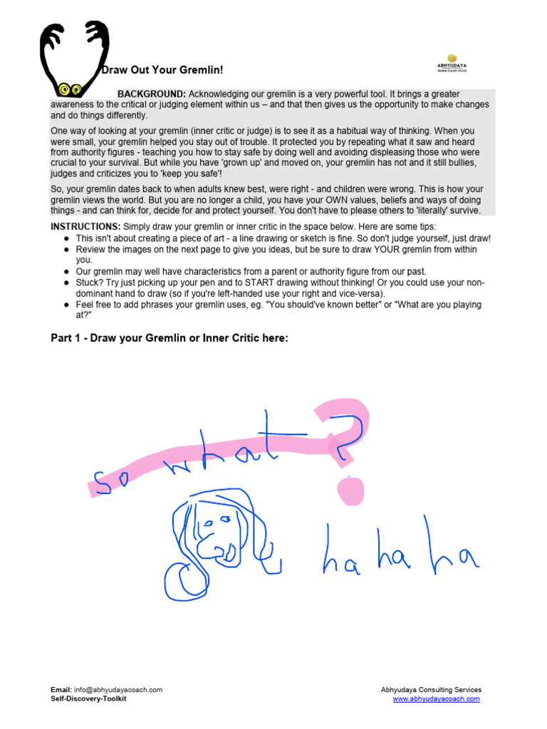 AbhyudayaTools Draw Out Your Gremlin Exercise - PDF Namita | PDF