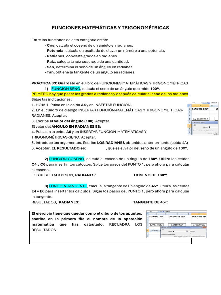 Funciones Mate. Trigo. Lógicas y Buscar | PDF | Funciones trigonométricas | Matemáticas